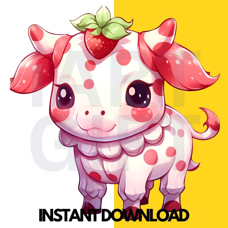 4 Strawberry Cow SVG PNG JPG Files Download | Pink Cow Clipart | Cute ...