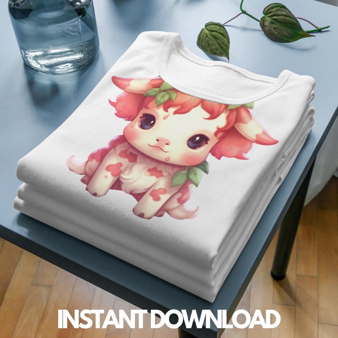 Strawberry Cow PNG JPG SVG | Pink Cow Clipart | Cute Cow | Baby Cow ...