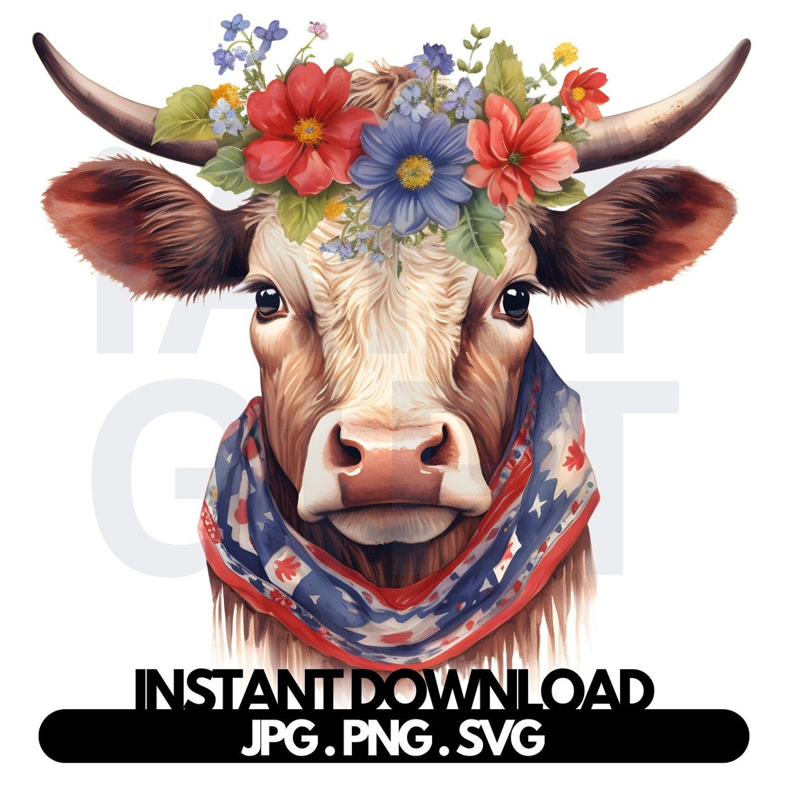 Highland Cow PNG JPG SVG, Focused Cow Face, Cow Head for Highland Cow ...