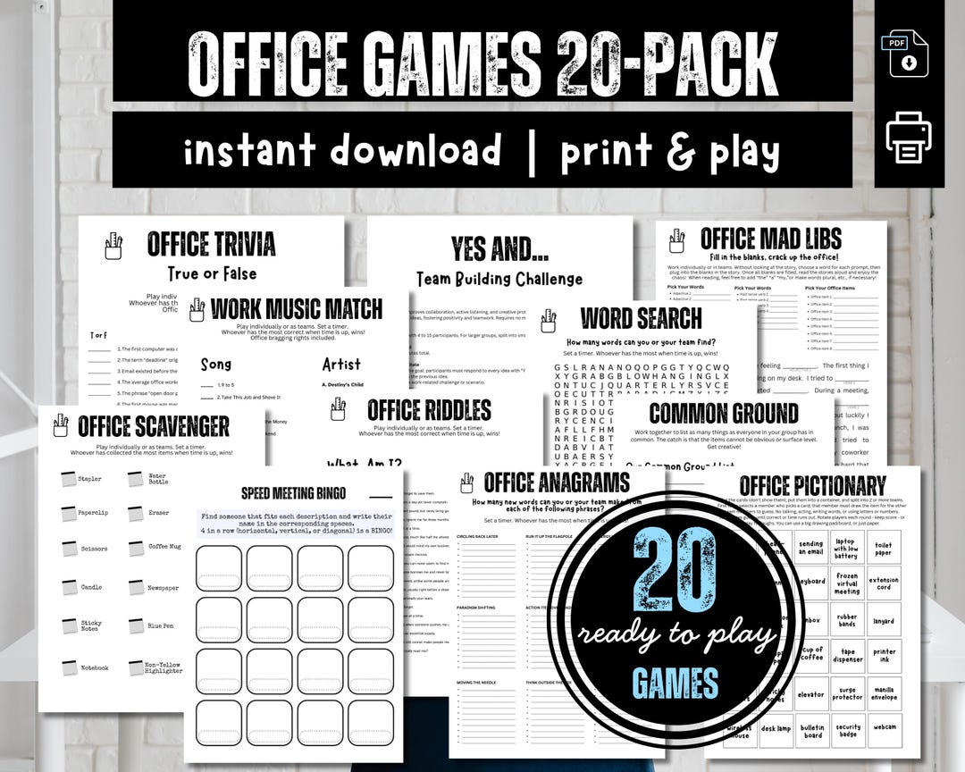 20 Printable Office Games & Team Building Activities | Work Party Games ...
