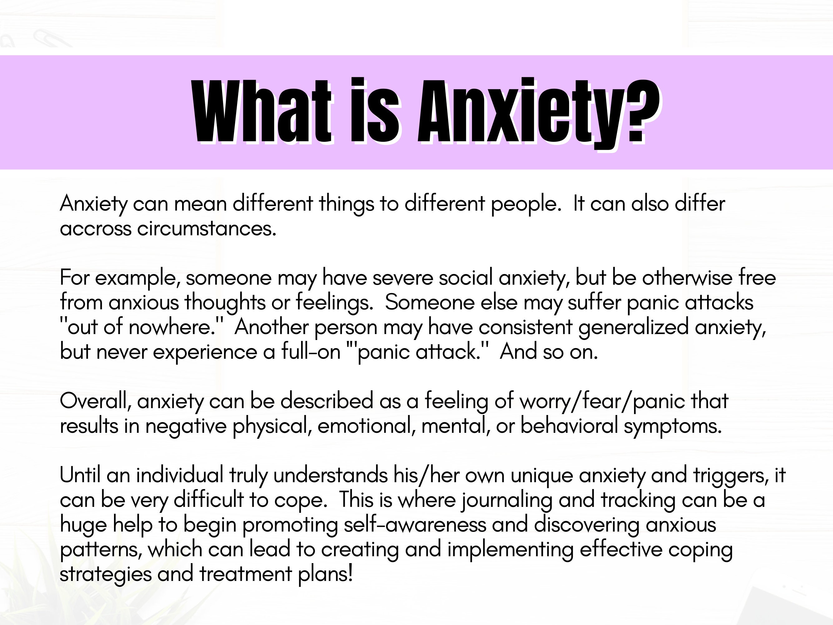 Printable Anxiety Journal Healthy Habits Tracker Bundle Set & Track ...