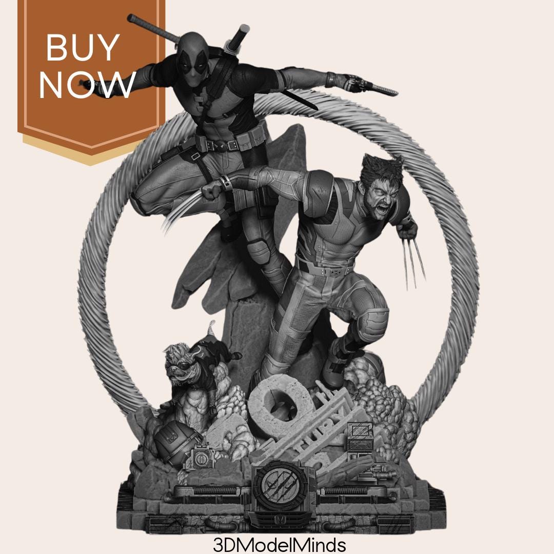 Deadpool and Wolverine Diorama STL File, 3D Digital Printing STL File ...