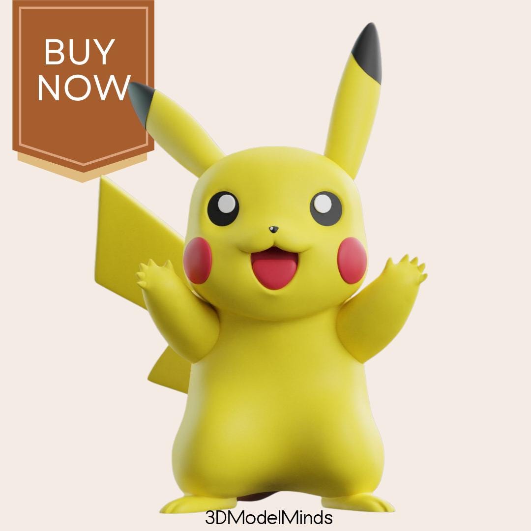 Pikachu STL File, 3D Digital Printing STL File for 3D Printers, Movie ...