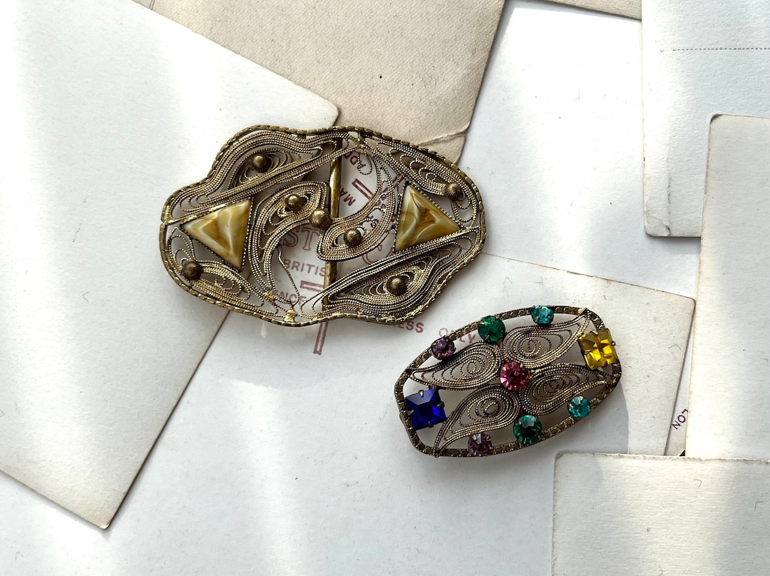Art Deco BUCKLE COLLECTION Czech Filigree and Paste Buckle and Clasp ...