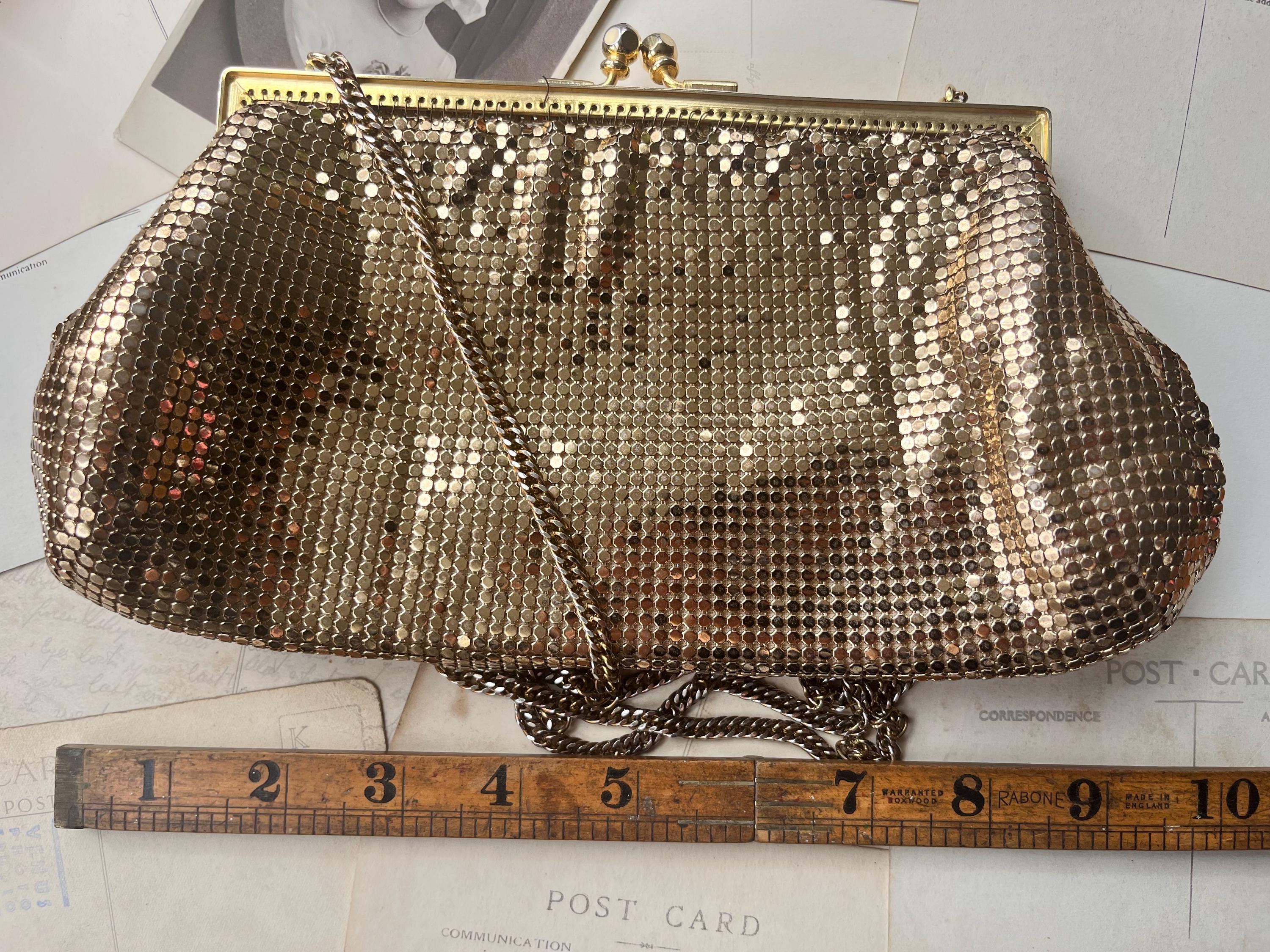 WHITTING & DAVIS Vintage Gold Mesh Chainmail Glamorous Flapper Style ...