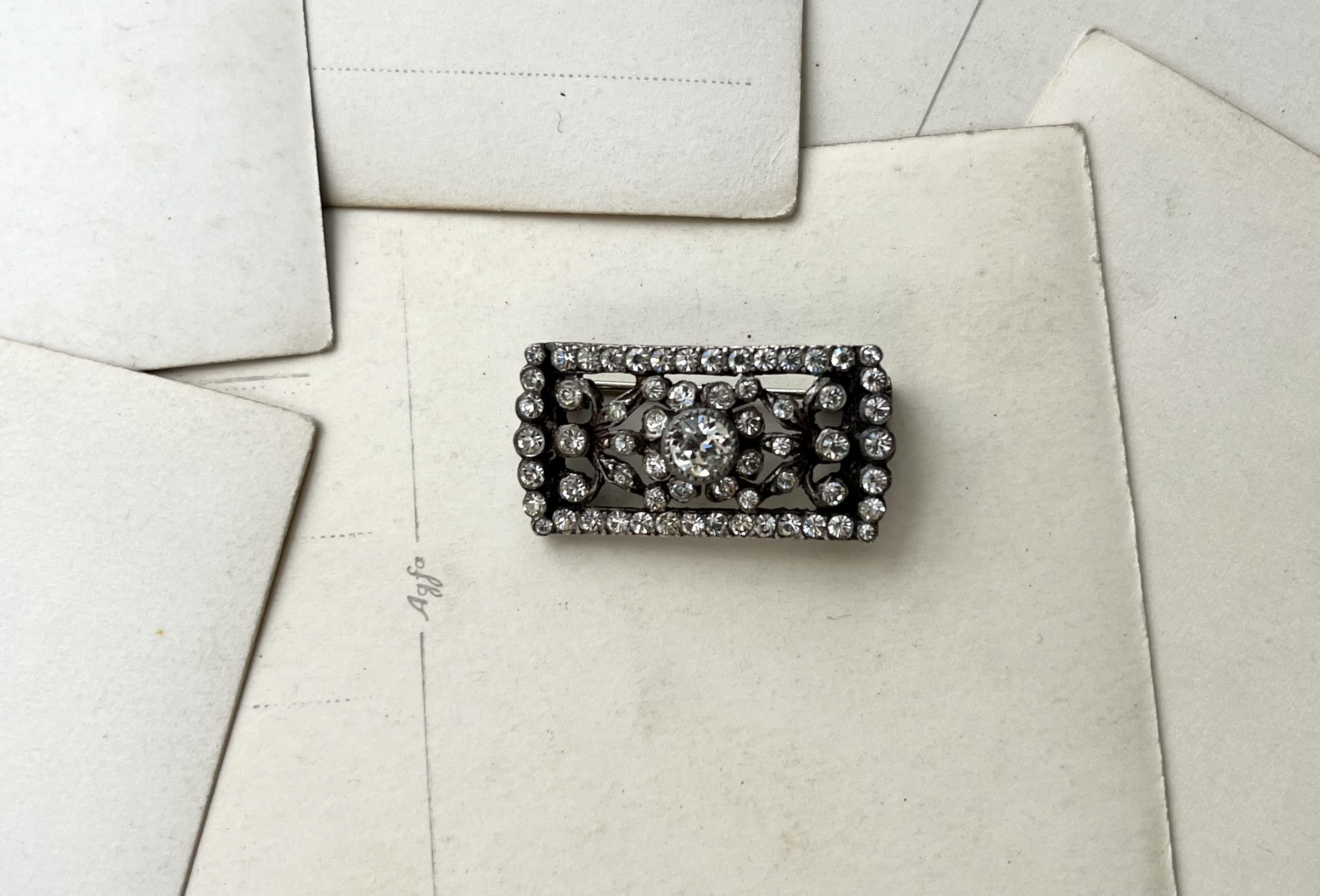Antique Art Deco PASTE BROOCH Geometric Clear Paste Statement - Etsy