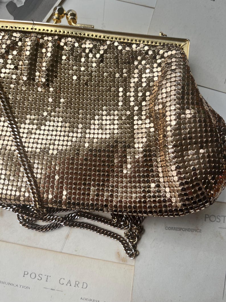 WHITTING & DAVIS Vintage Gold Mesh Chainmail Glamorous Flapper Style ...