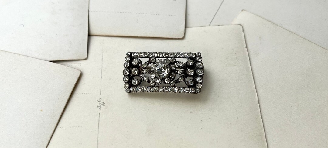 Antique Art Deco PASTE BROOCH Geometric Clear Paste Statement Brooch ...