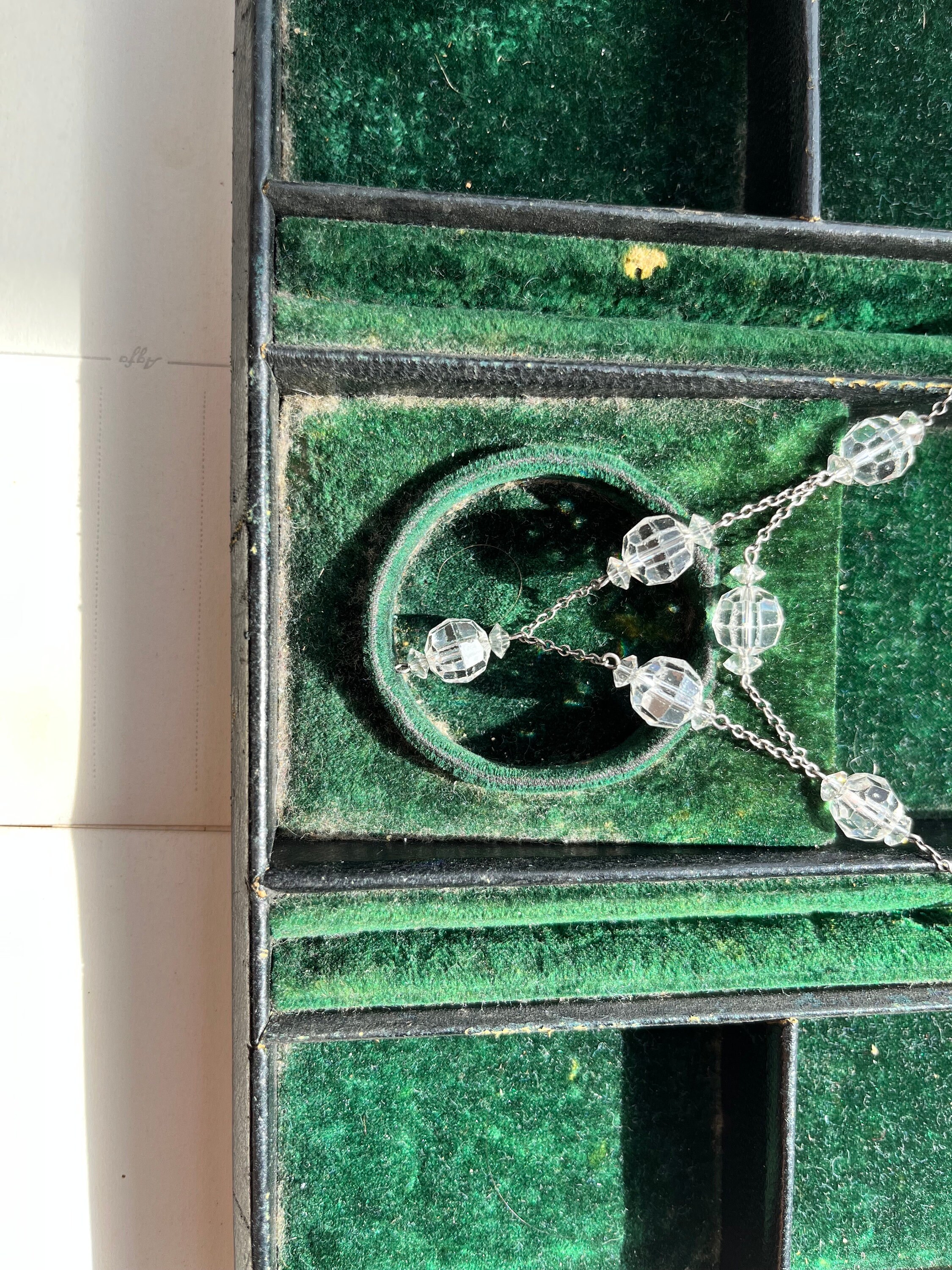 Art Deco NEGLIGEE NECKLACE .925 Sterling Silver Leaded Glass - Etsy