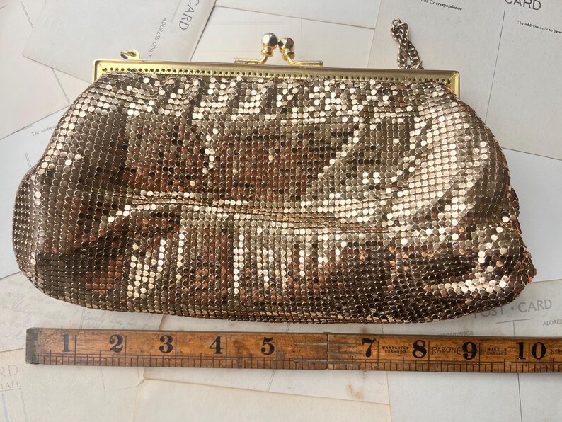 WHITTING & DAVIS Vintage Gold Mesh Chainmail Glamorous Flapper Style ...