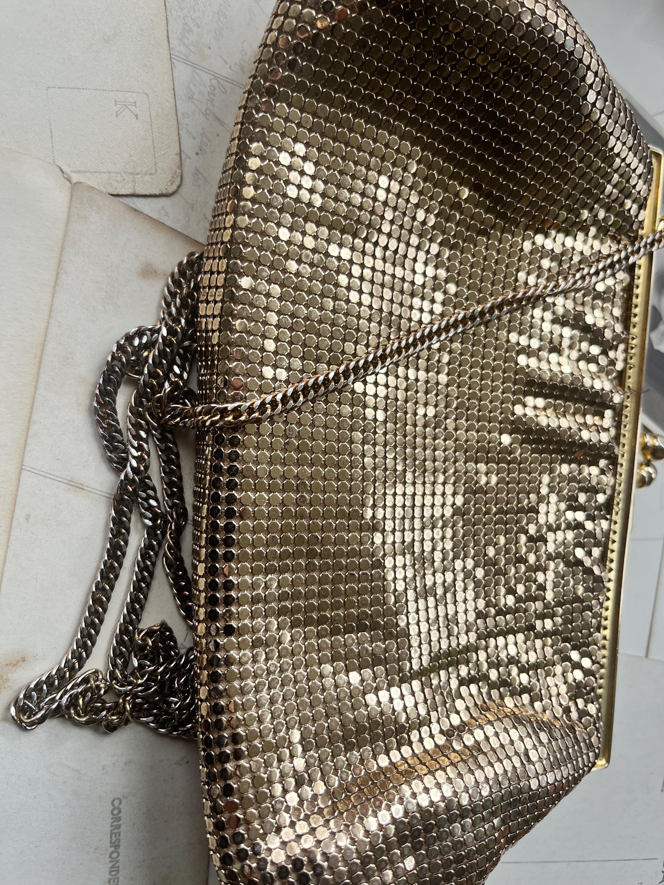 WHITTING & DAVIS Vintage Gold Mesh Chainmail Glamorous Flapper Style ...