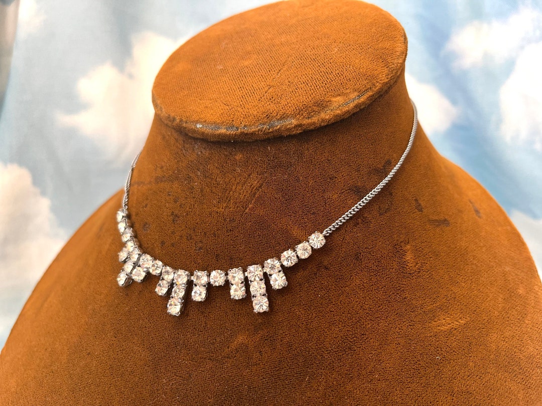 1950s RHINESTONE NECKLACE Old Hollywood Crystal Paste Necklet, 1920s ...