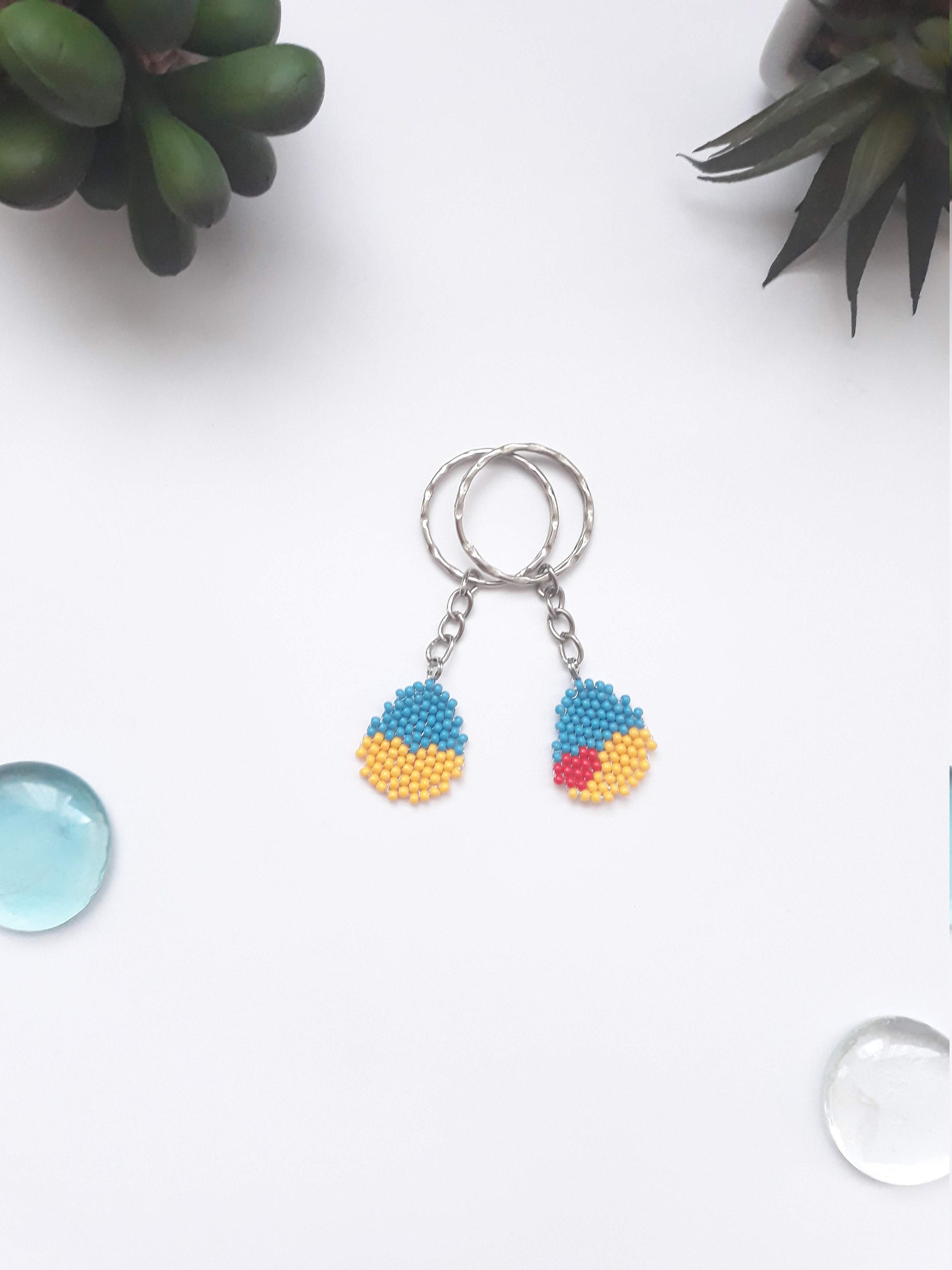 Keychain With Ukrainian Flag, Ukrainian Flag of Beads,help Ukraine ...