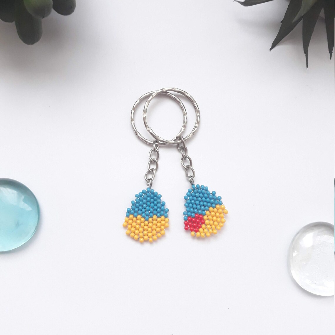 Keychain With Ukrainian Flag, Ukrainian Flag of Beads,help Ukraine ...