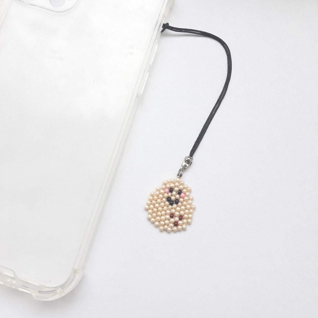 Potato Bead Phone Charm: Handmade Beige Phone Accessory - Etsy