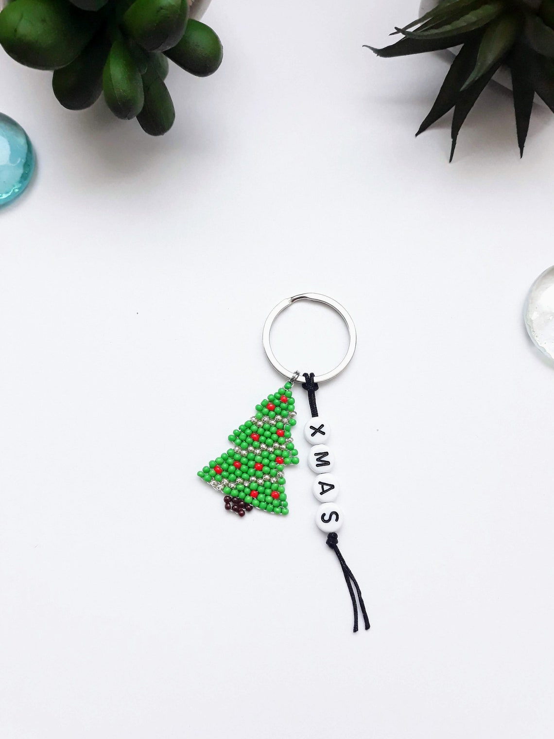 Christmas Beaded Keychain,handmade Christmas Tree,bag Charm,secret ...