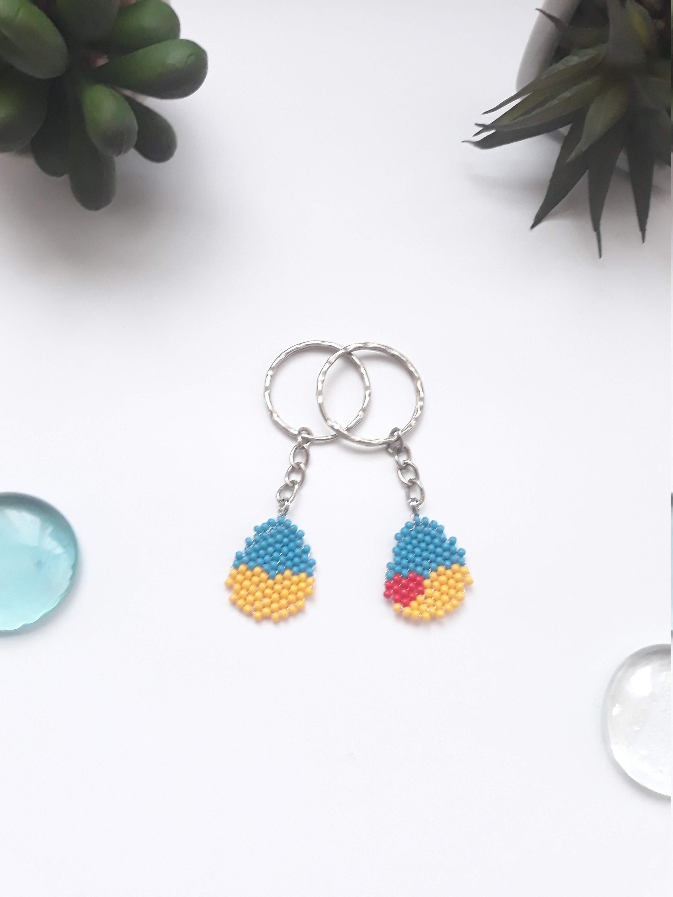 Keychain With Ukrainian Flag, Ukrainian Flag of Beads,help Ukraine ...