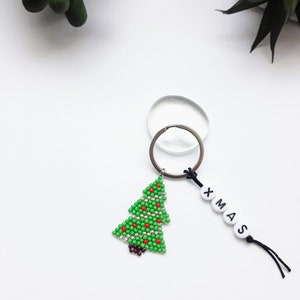 Handmade Christmas Tree Beaded Keychain: Holiday Bag Charm - Etsy