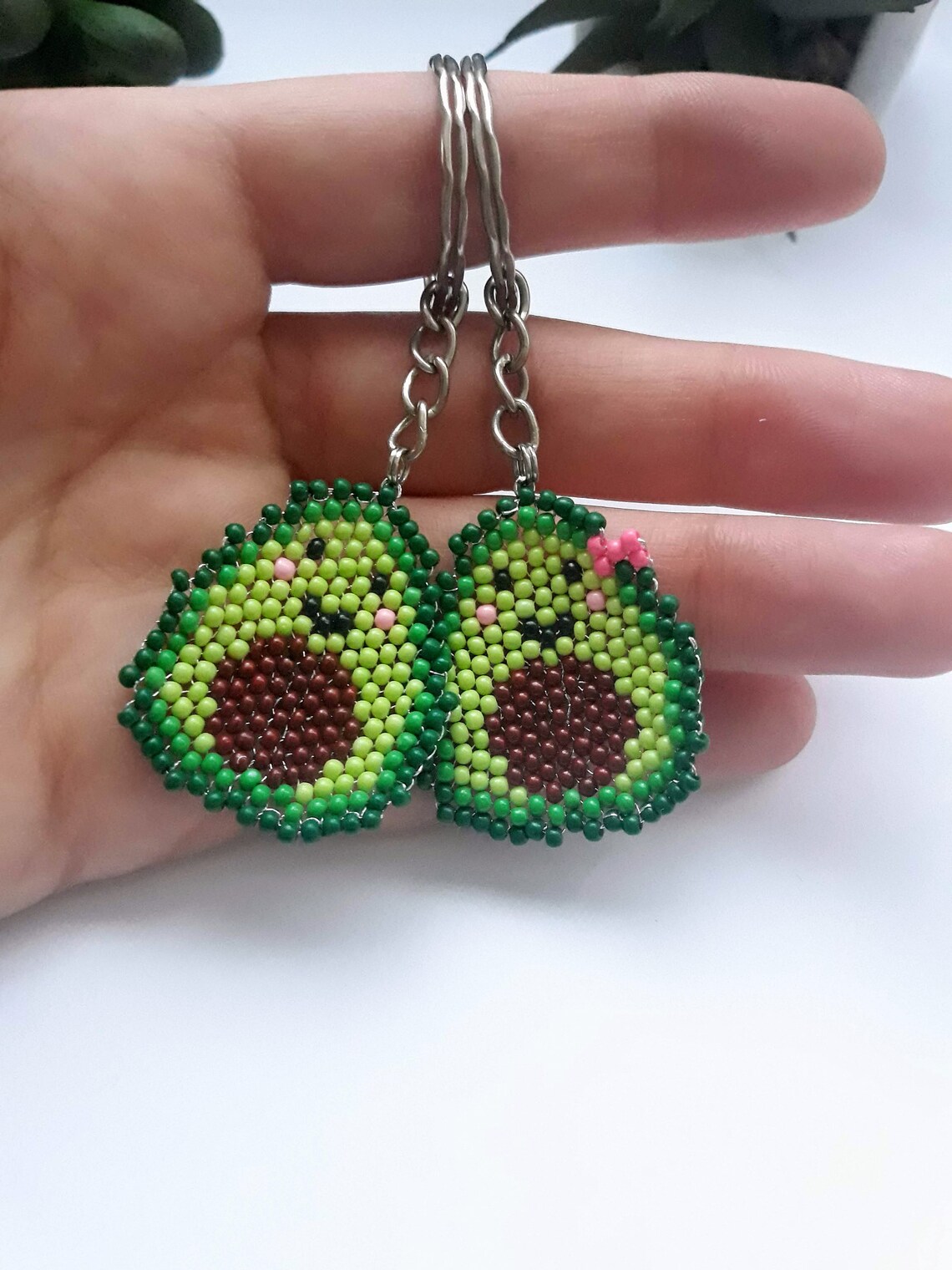 Avocado Keychain Set: Handmade Beaded Kawaii Food Keychains - Etsy