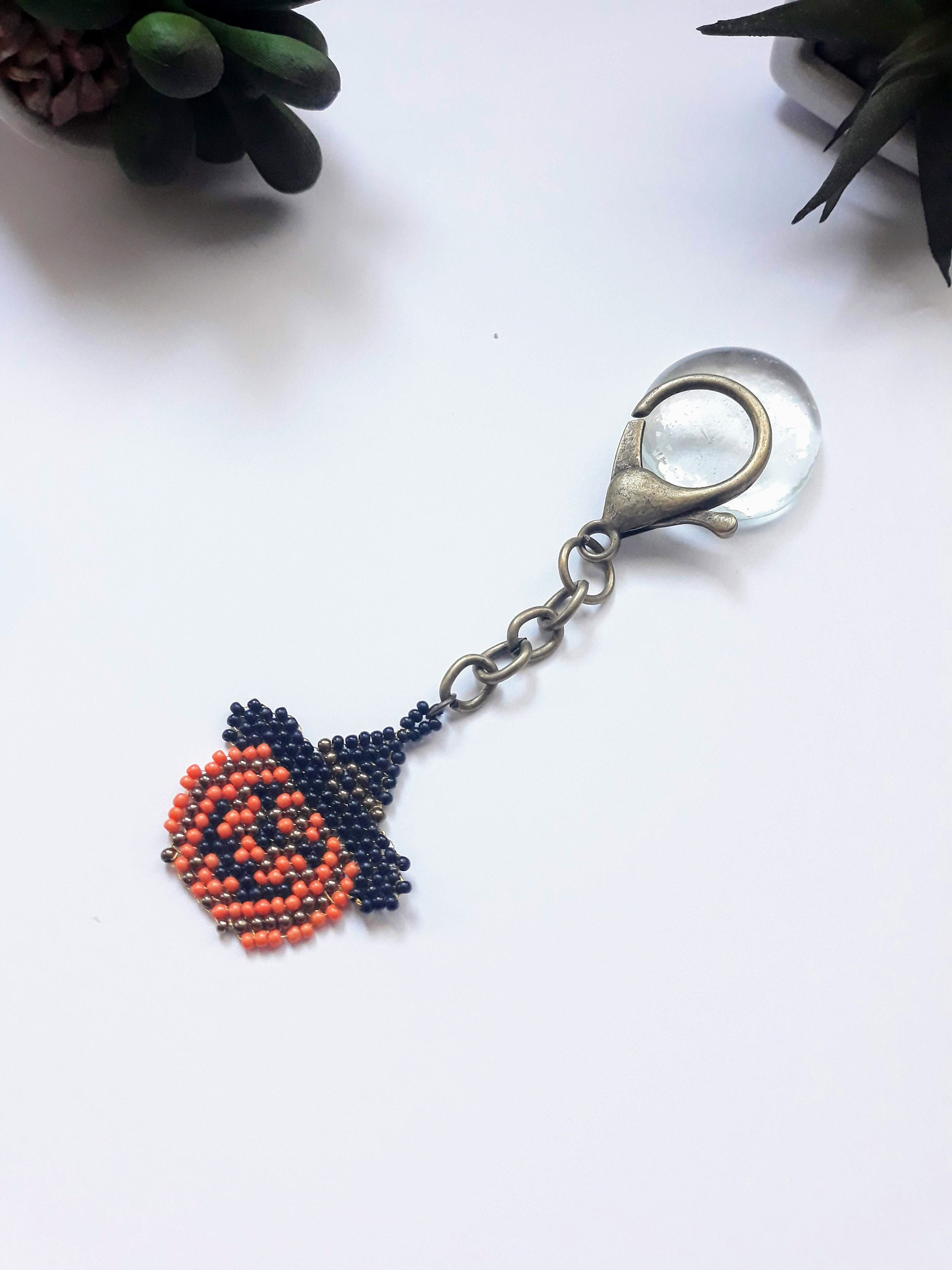 Beaded Pumpkin Keychain,festive Halloween Keychain,pumpkin Jewelry for ...