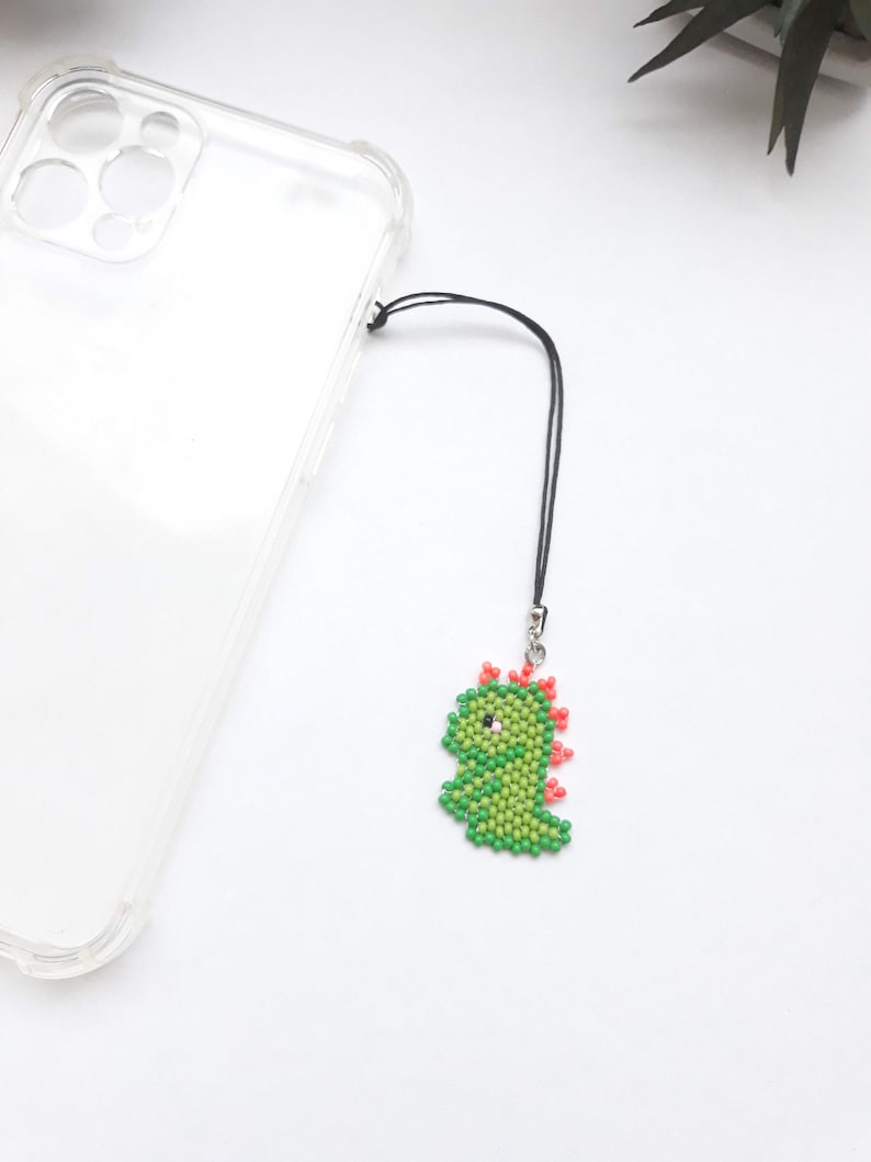 Dinosaur Keychain,dinosaur Phone Accessory,beaded Dino,charm for Bag or ...