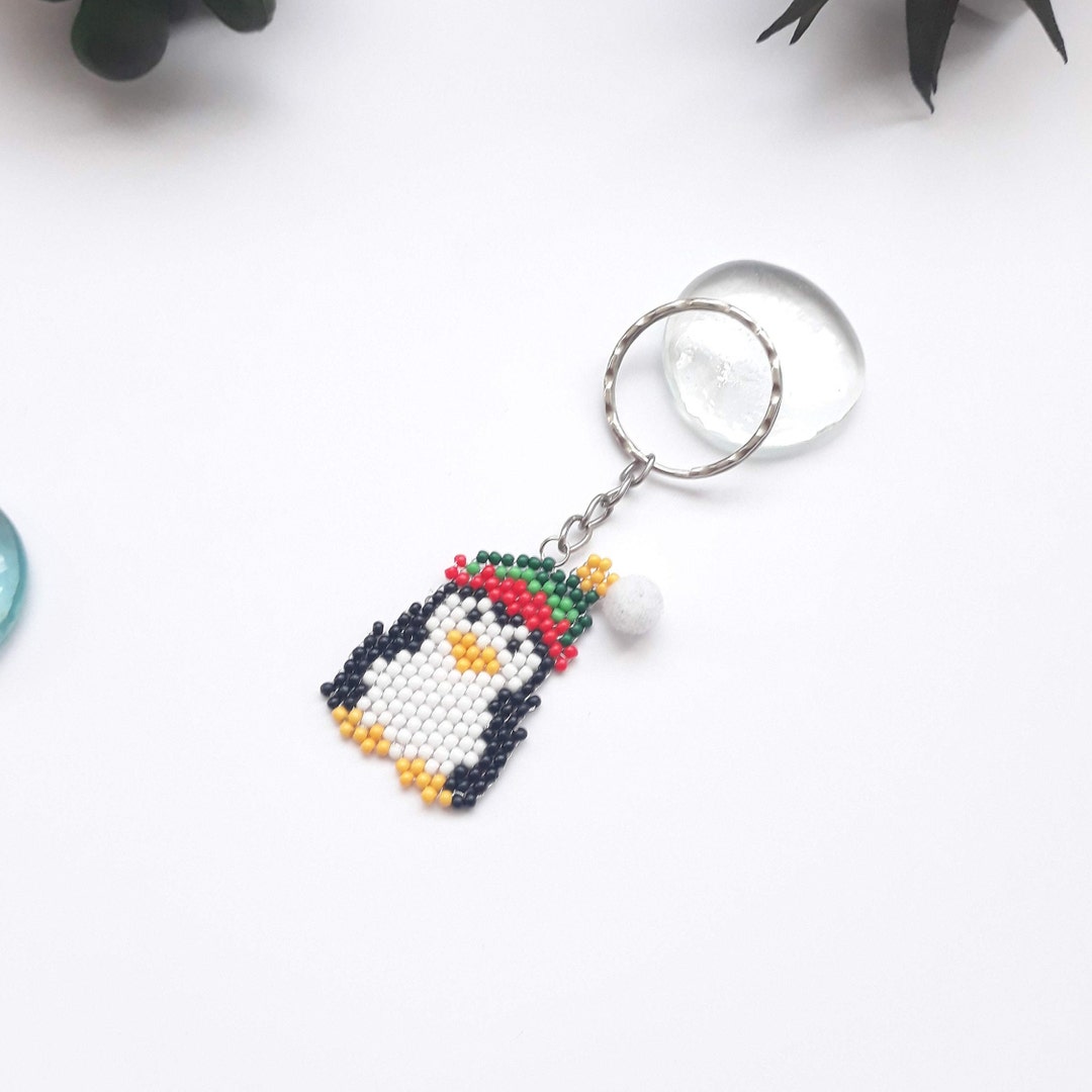 Beaded Penguin Keychain: Handmade Christmas Charm - Etsy