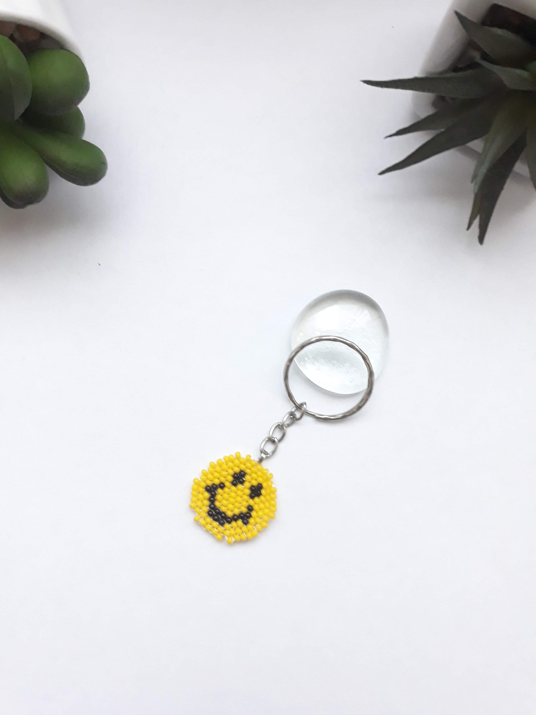 Emoji Keychain,smile Emoticon Accessory,bead Seed Phone Charm,smiling ...