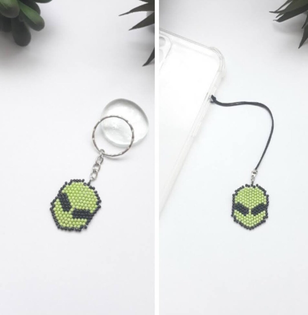 Bead Phone Chain,ufo Phone Chain,alien Keychain,alien Charm - Etsy