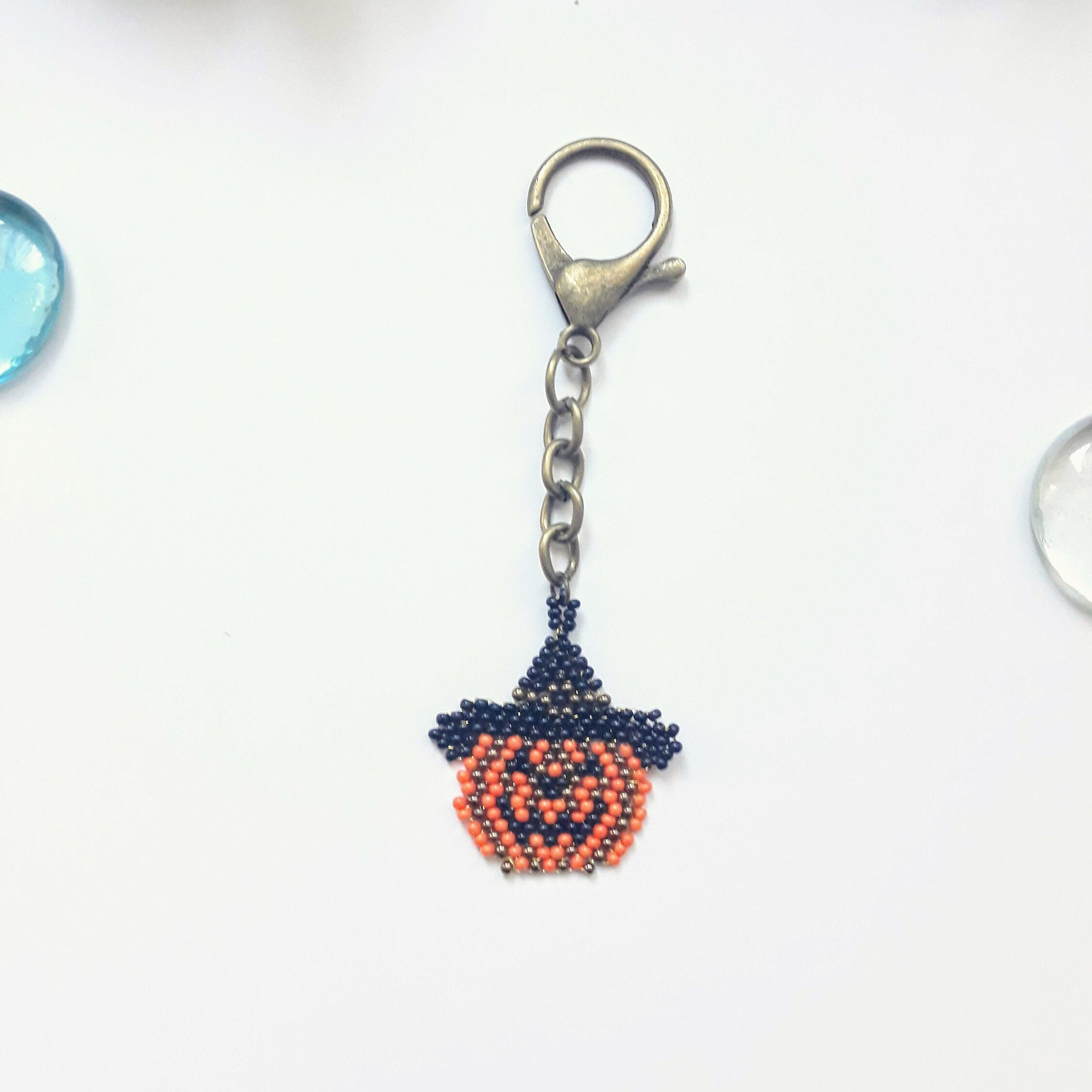 Beaded Pumpkin Keychain,festive Halloween Keychain,pumpkin Jewelry for ...