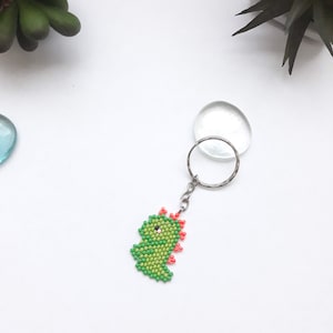 Dinosaur Keychain,dinosaur Phone Accessory,beaded Dino,charm for Bag or ...