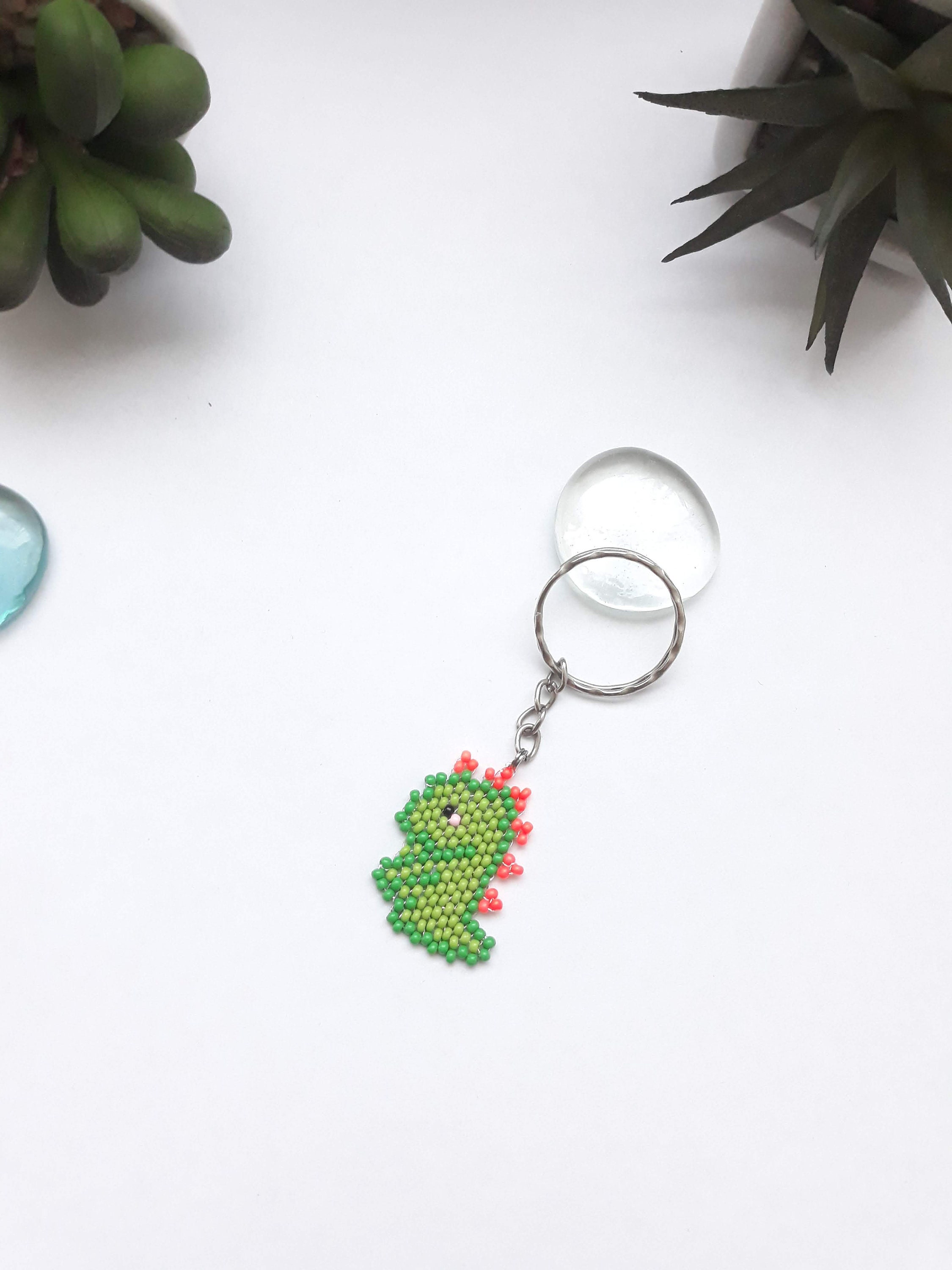 Dinosaur Keychain,dinosaur Phone Accessory,beaded Dino,charm for Bag or ...