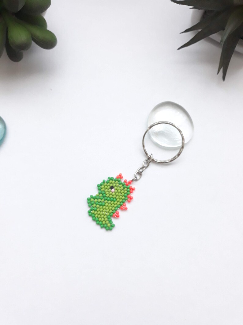 Dinosaur Keychain,dinosaur Phone Accessory,beaded Dino,charm for Bag or ...