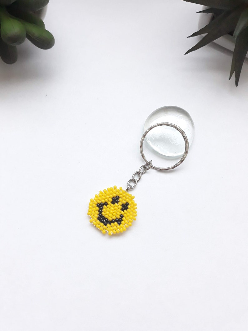 Emoji Keychain,smile Emoticon Accessory,bead Seed Phone Charm,smiling ...