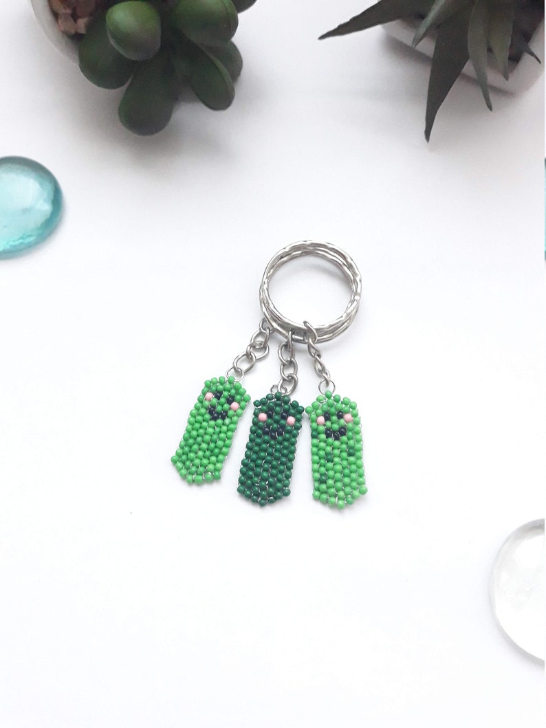 Keychain With Pickles, Pickles With Beads, Jewelry With Food, Keychain ...