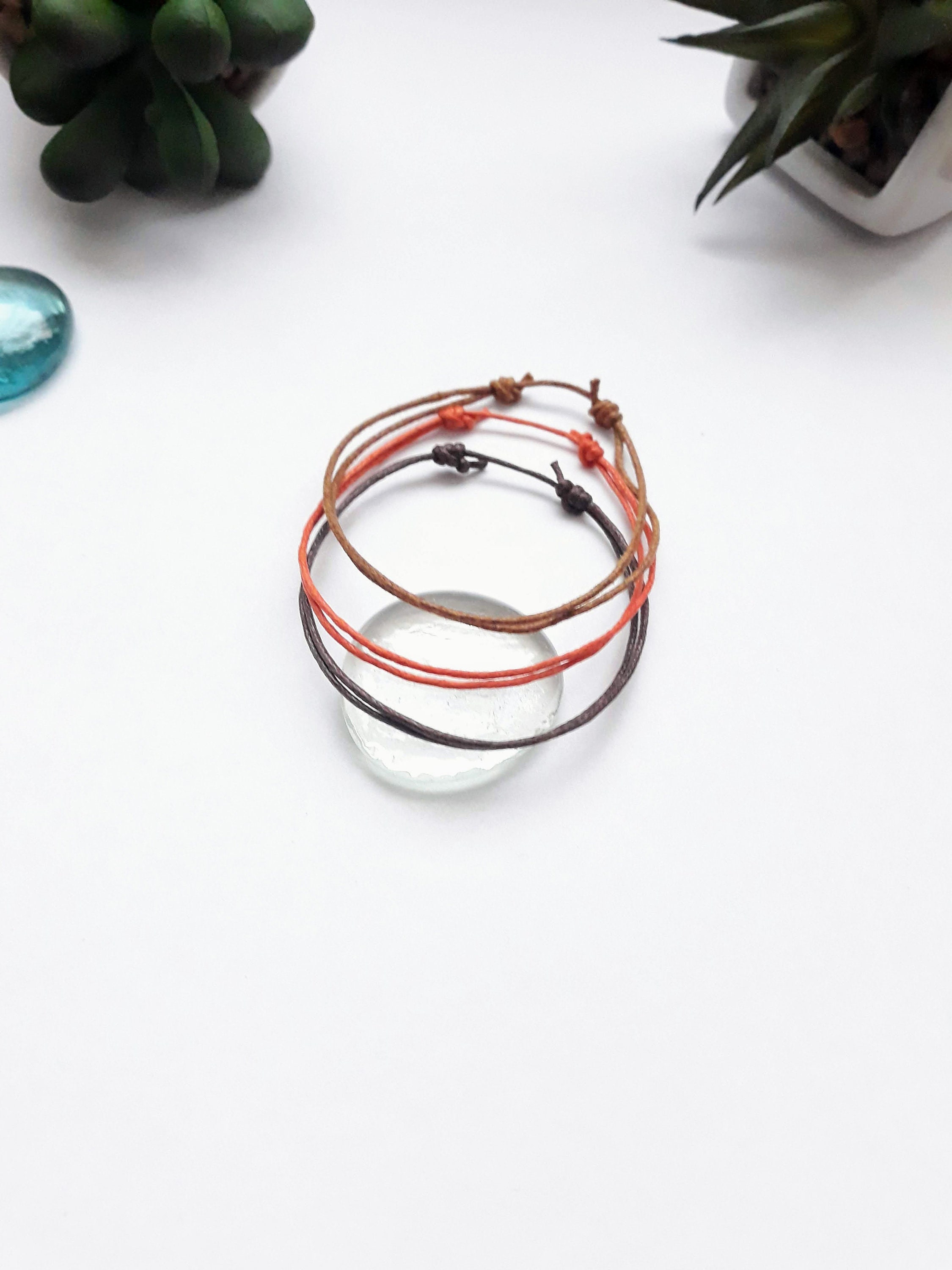 Brown and Orange Bracelet Set,3 Bracelets for Men or Women in Fall ...