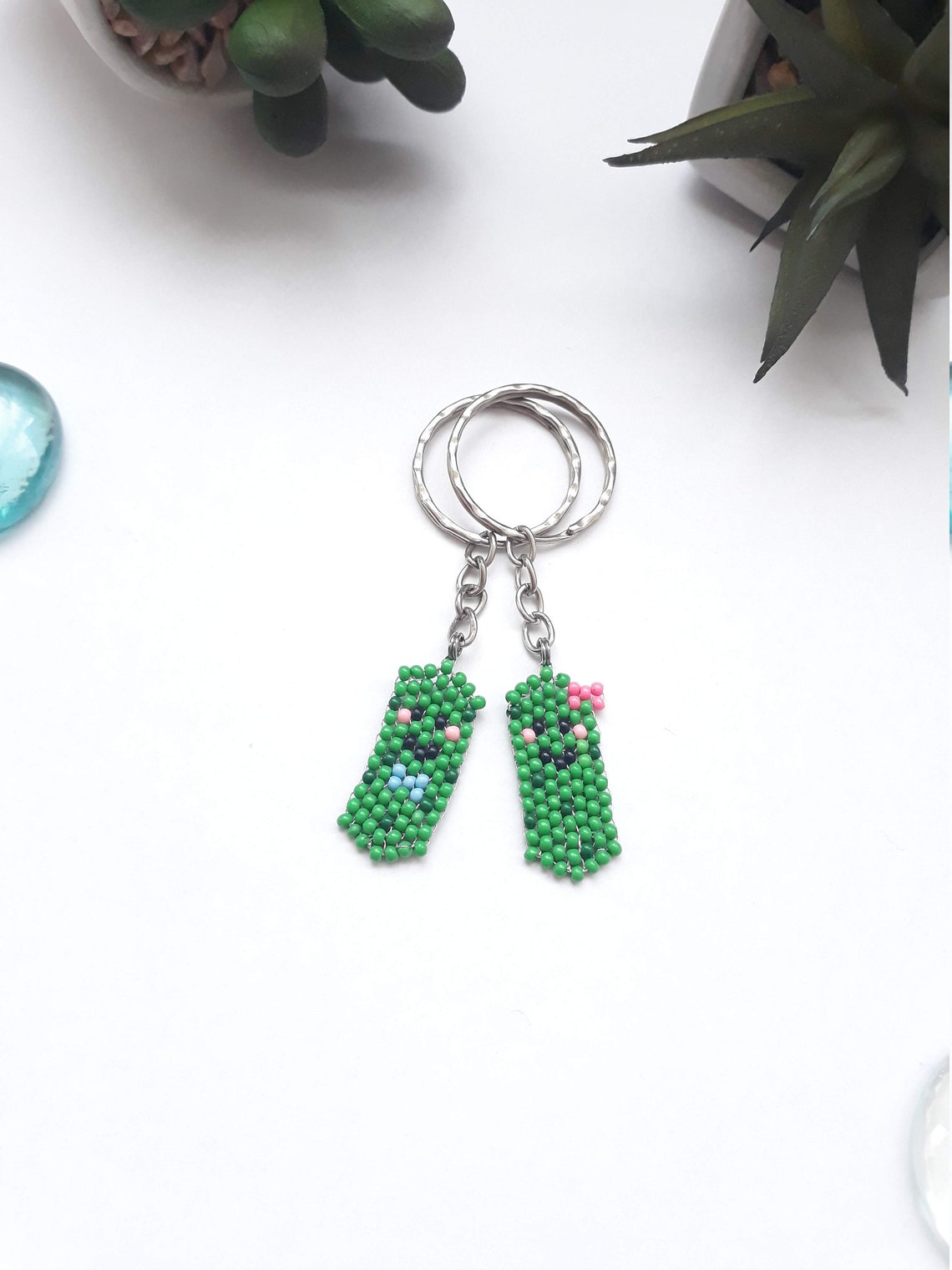 Set of Beaded Pickle Key Chains,sweet Gift for Couples Pickles Boy and ...