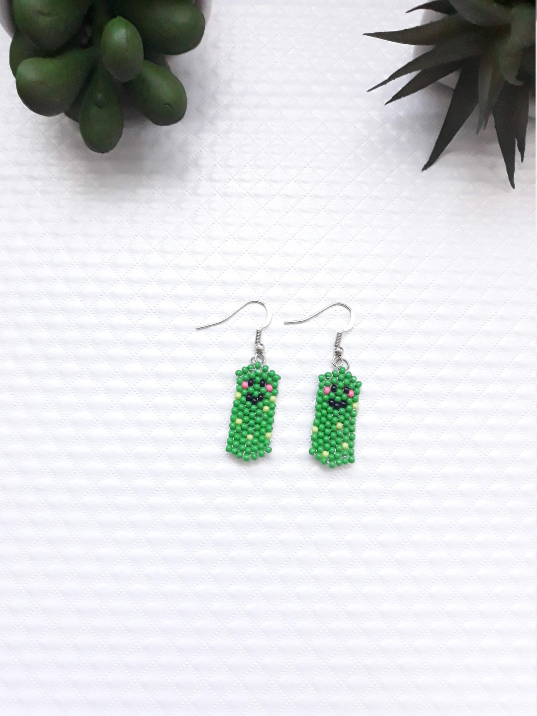 Beaded Pickle Earrings, Earrings From Beads, Kawai Earrings From ...