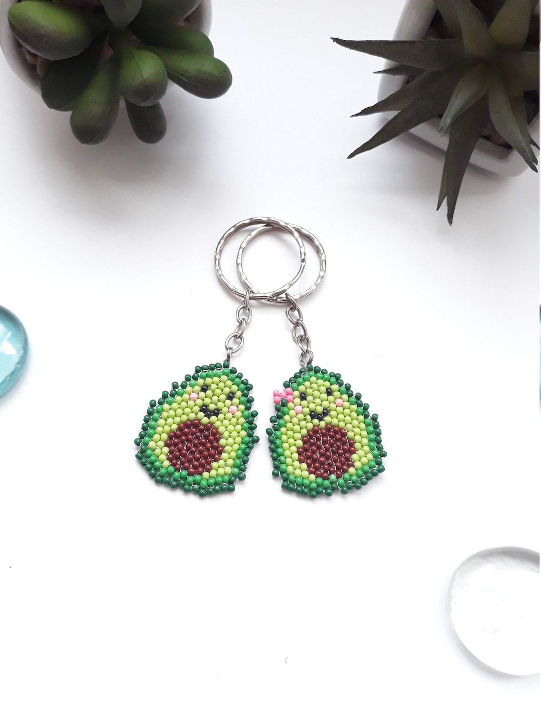 Avocado Keychain Set: Handmade Beaded Kawaii Food Keychains - Etsy