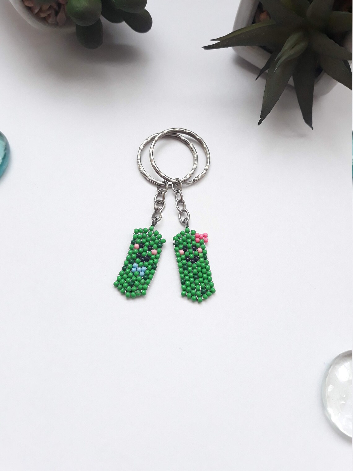 Set of Beaded Pickle Key Chains,fun Keychains Pickles, Sweet Gift for ...