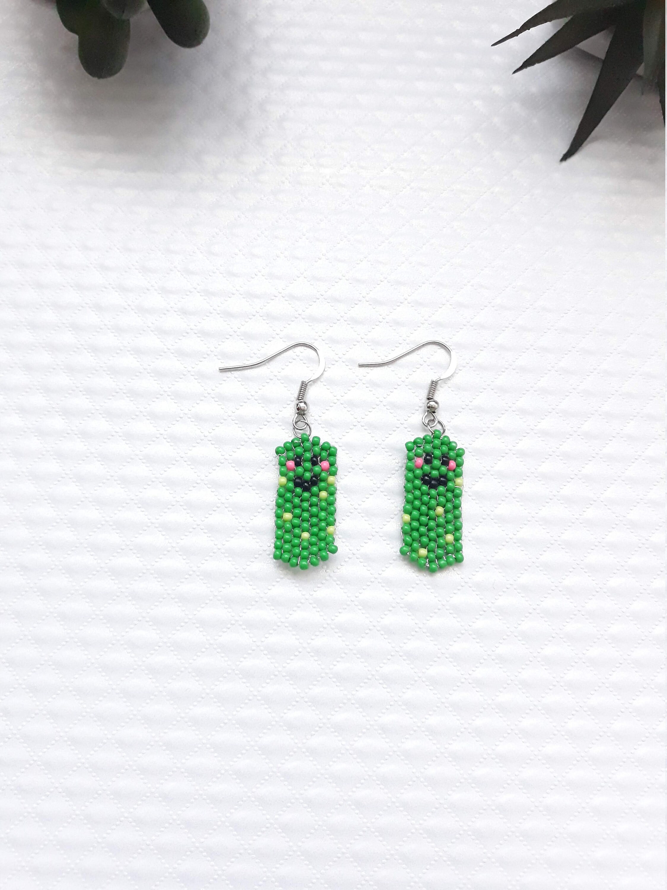 Beaded Pickle Earrings, Earrings From Beads, Kawai Earrings From ...