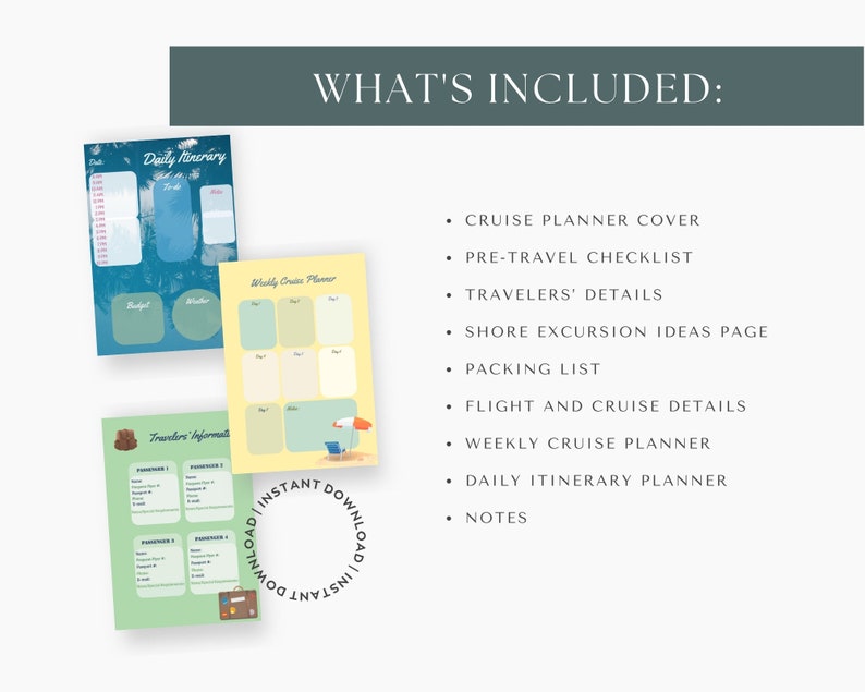 Cruise Planner Printable, Daily Itinerary Planner Page, Daily Cruise ...