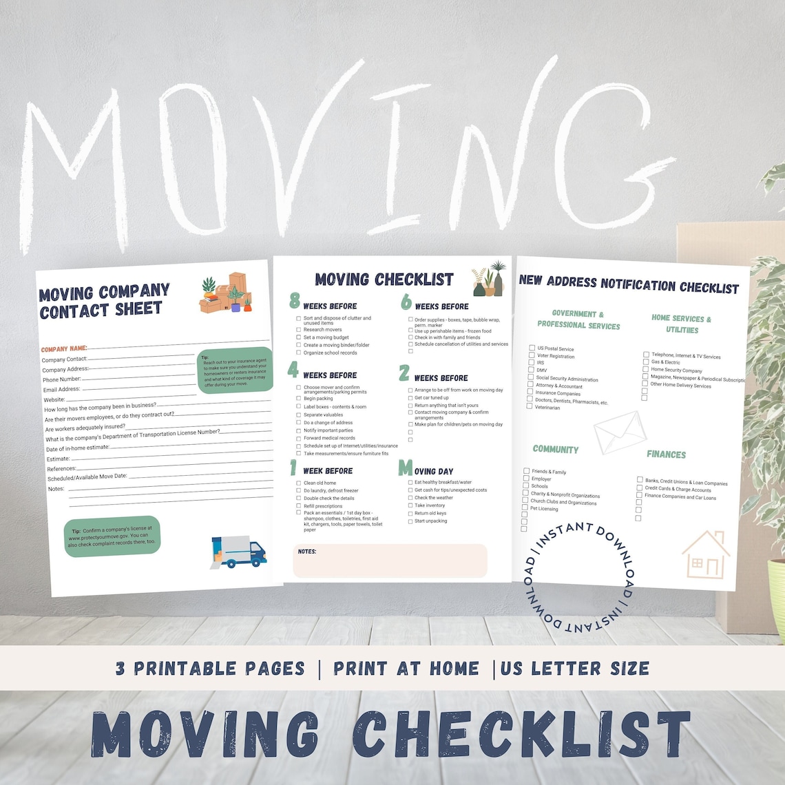 Moving Checklist, Moving Planner, Printable Moving Timeline, Moving ...