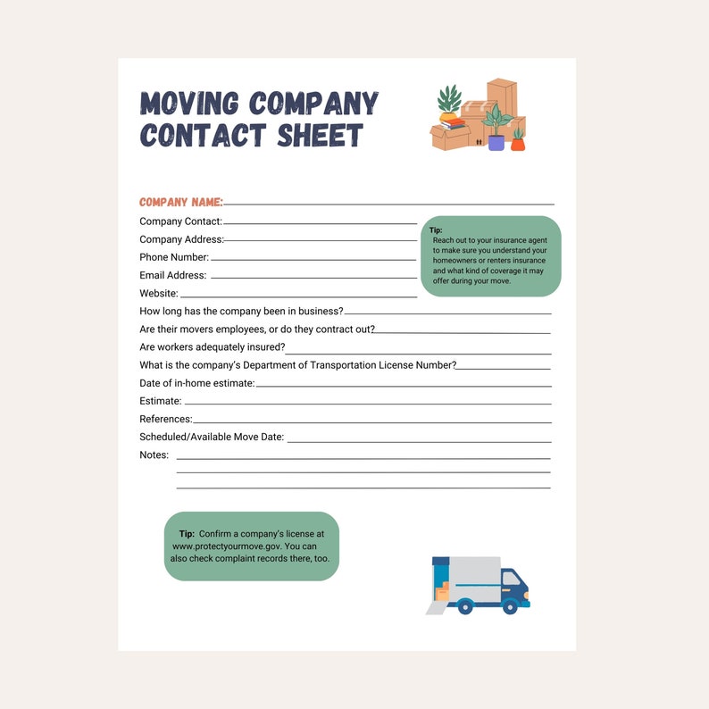 Moving Checklist, Moving Planner, Printable Moving Timeline, Moving ...