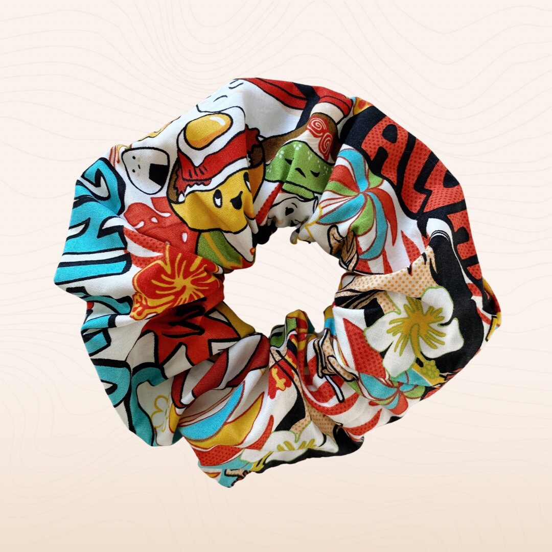 Hawaiian Cartoon Scrunchie Cotton Fabric Handmade Hair Donut - Etsy UK