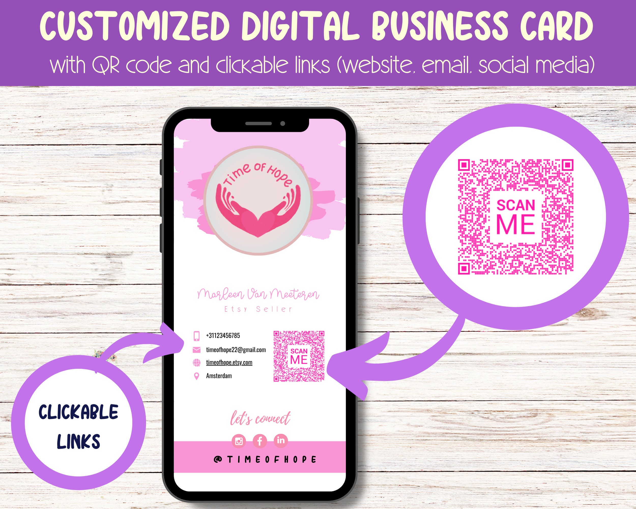 QR Code Business Card, Digital Business Cards With Clickable Links ...