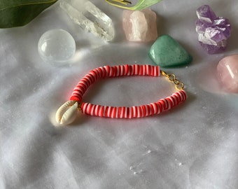 Sea Shell Clay Bead Bracelet | Etsy