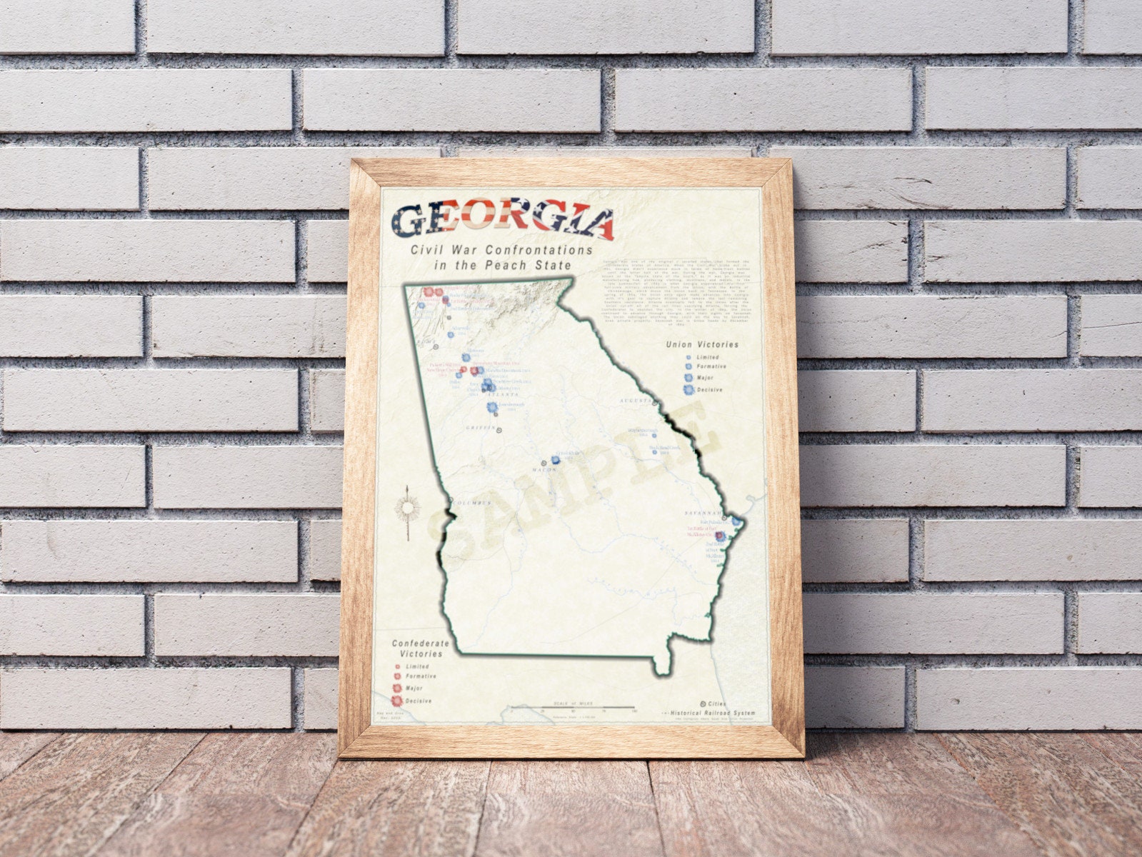 Georgia in Flames: A Custom Map of the Fiery Battles of the Civil War ...