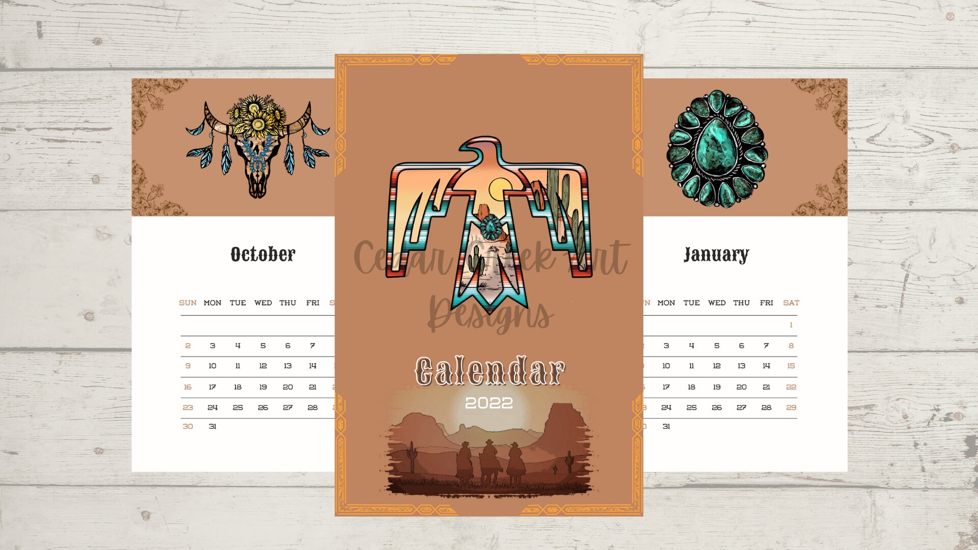 Western 2022 Digital Calendar - Digital Download, 12 Month Calendar ...