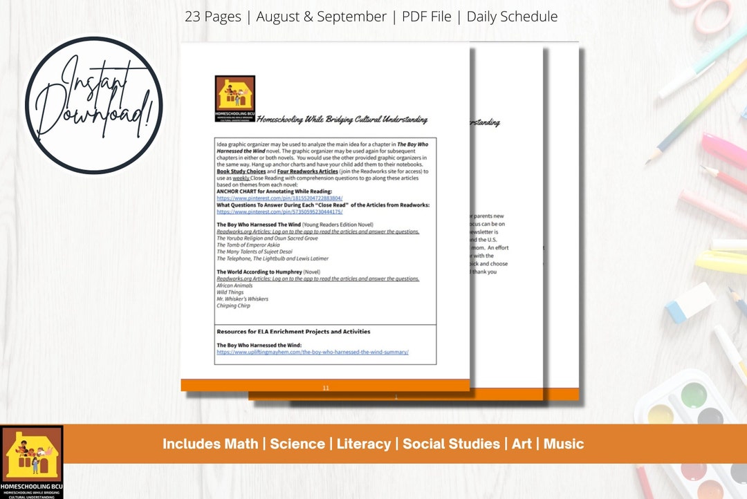 3rd Grade Homeschooling Lesson Plans for August and September, Includes ...