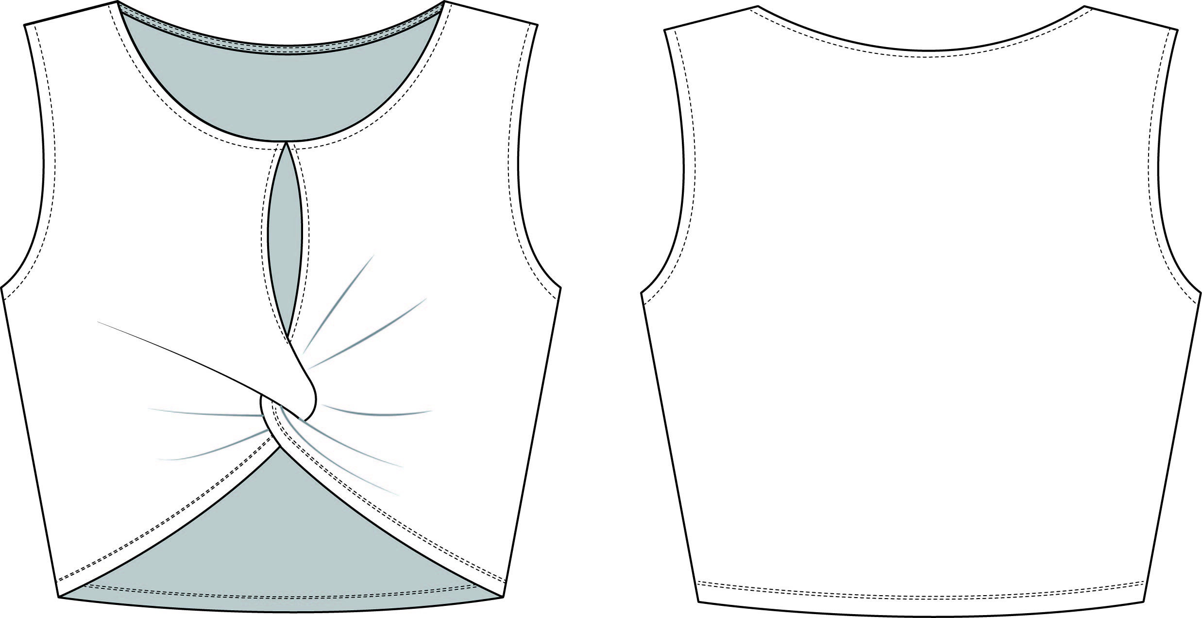 Twist Front Crop Top Flat Templates / Technical Drawings / Fashion CAD ...